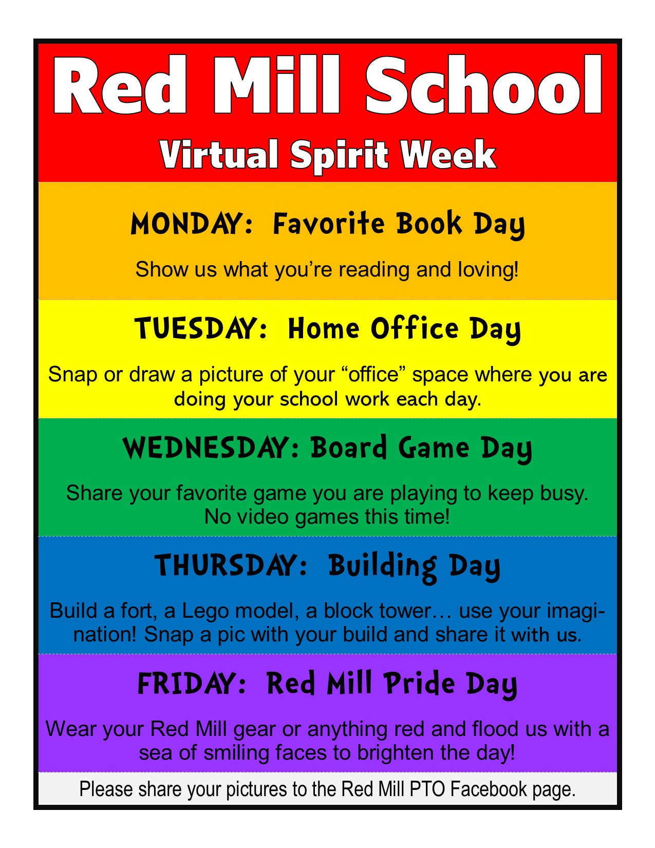 Red Mill Virtual Spirit Week March 23 27 East Greenbush CSD