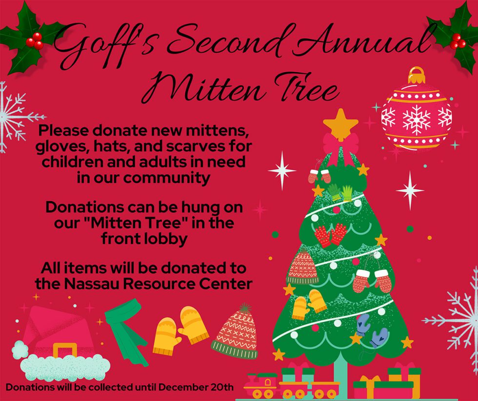 Goff Collecting Winter Clothing with its 2nd Annual Mitten Tree | East ...