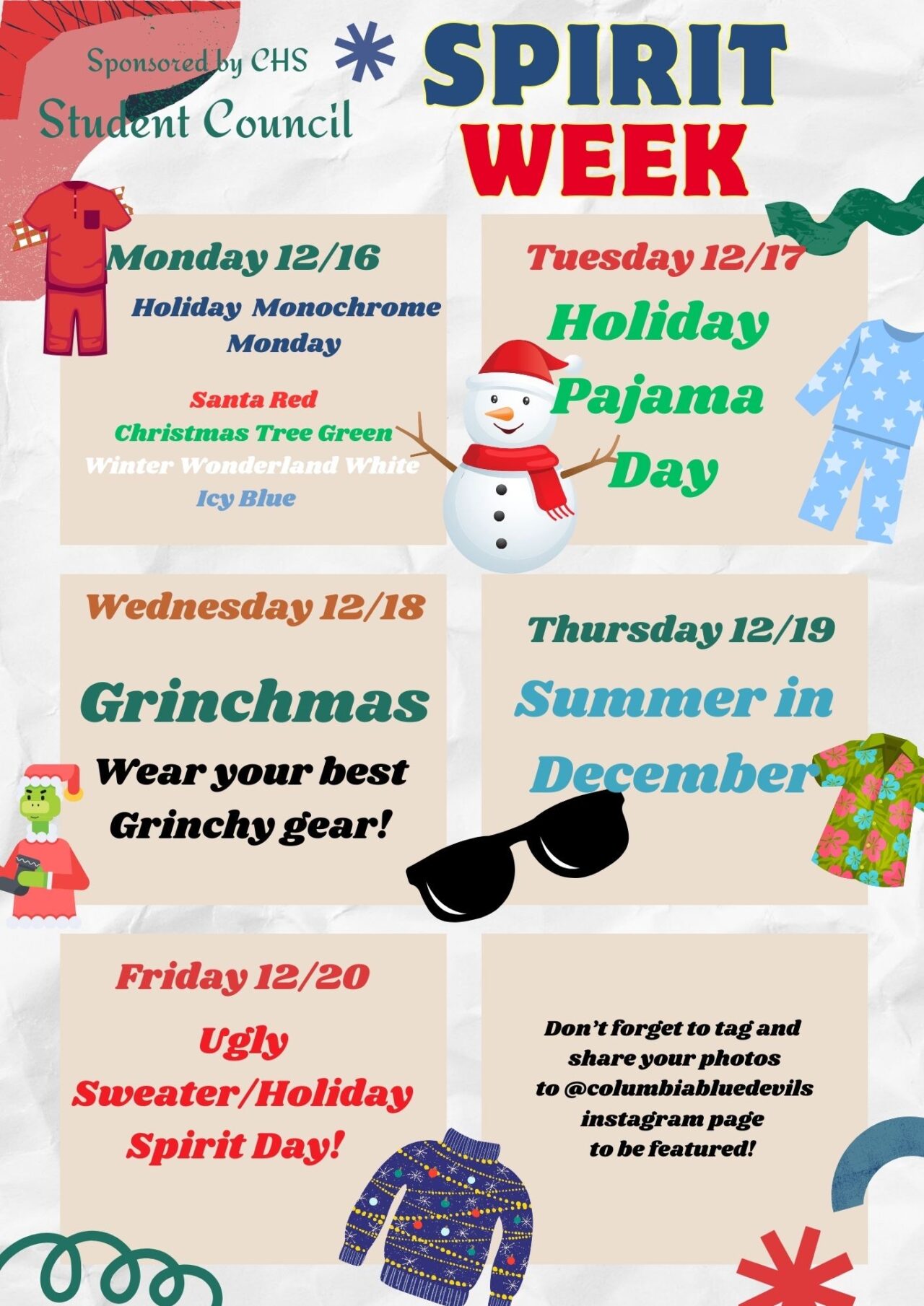 Columbia Holiday Spirit Week | East Greenbush CSD