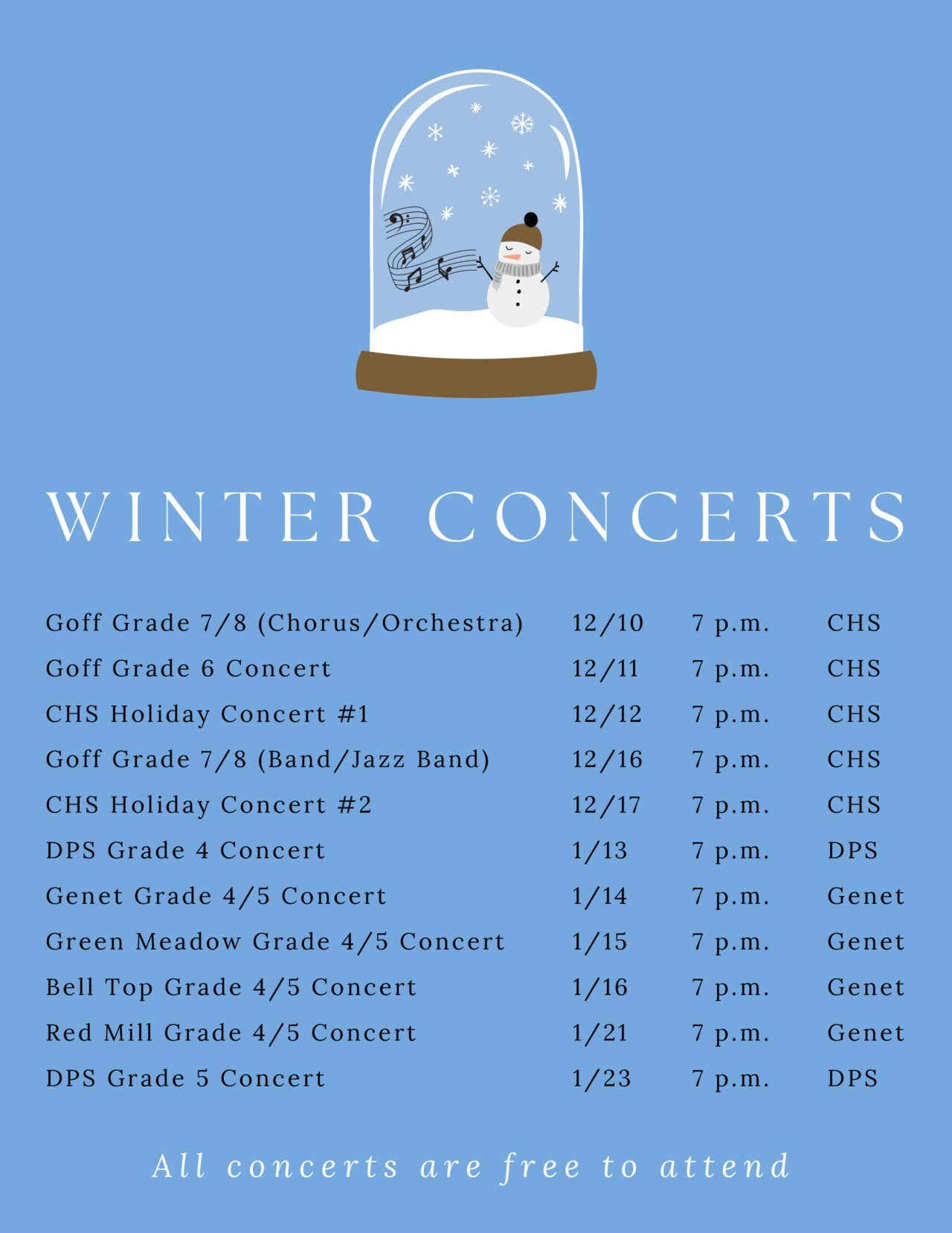 Winter Concert Schedule | East Greenbush CSD